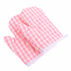 UPKOCH Kitchen Gloves 2Pcs Kids Baking Gloves Kids Oven Mitts Kitchen Heat Resistant Microwave Gloves for Children Play Cooking Baking Kitchen Farmhouse Restaurant Pink Kids Baking Gloves