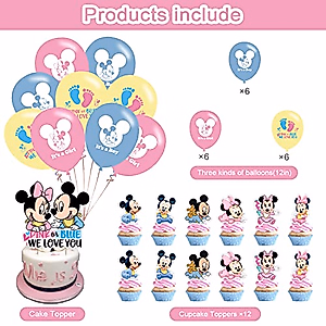 Mickey and Minnie Gender Reveal Backdrop Birthday Banner for Mickey and Minnie Gender Reveal Birthday Party Supplies Gender Reveal Photograph Background Photo Booth 5x3ft