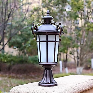 MODEBHD Continental Aluminum Glass Lawn Landscape Lantern Tradition Victoria Antique Outdoor Table Lamp Column Lamp Garden Street Post Lights Villa Corridor Aisle E27 Decoration Illumination
