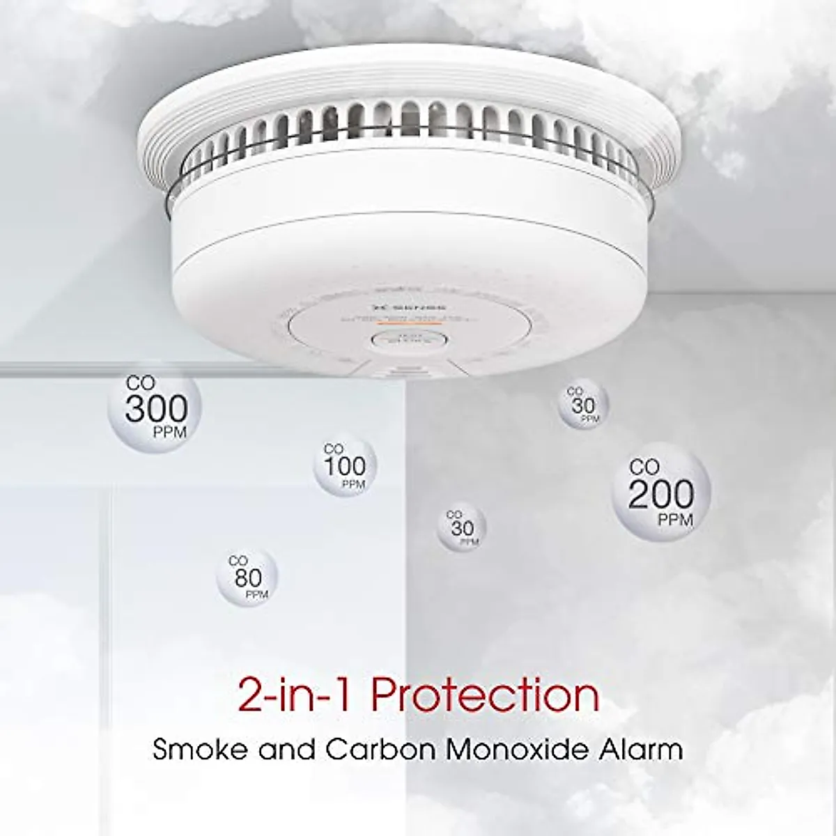 X-Sense 10-Year Battery (Not Hardwired) Combination Smoke and Carbon Monoxide Detector Alarm, Dual Sensor Smoke CO Alarm Complies with UL 217 & UL 2034 Standards, Auto-Check, SC03