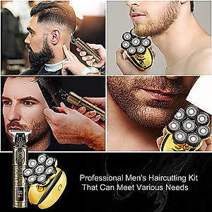 ROZIAPRO Head Shavers for Bald Men & Professional Hair Trimmer Zero Gapped T-Blade Trimmer, Multifunctional Bald Shavers Rechargeable Edgers Barber Clippers Men’s Grooming Kit