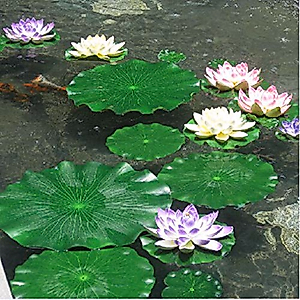 Garneck 10pcs Pool Lotus Leaves Artificial Floating Foam Lotus Leaves Lily Pads Fake Foliage Decoration for Pond Pool Aquarium Fish Artificial Lotus Leaf Tank Foam Lotus Leaves