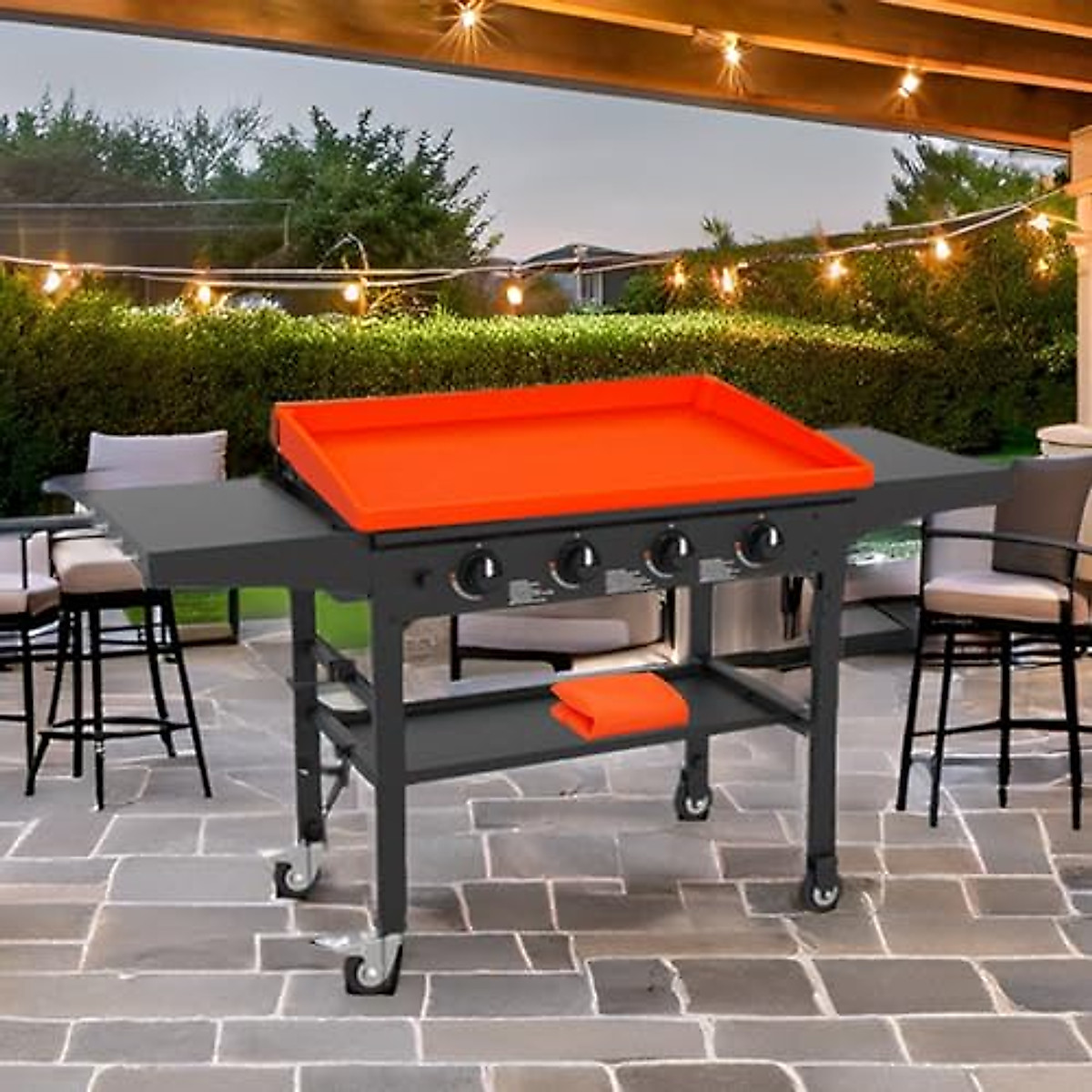 Jacooxi 28 Inch Food Grade Silicone Griddle Mat for Blackstone Grill, Upgraded Full-edge Griddle Cover, Protect Griddle from Dirt and Rust (Does not fit 28" XL)