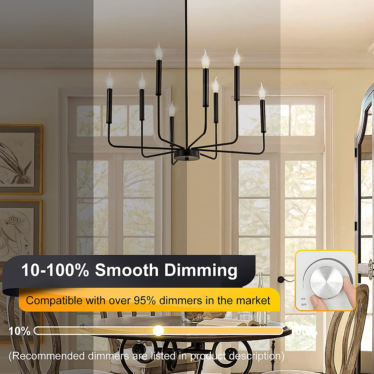 Sheetea LED Candelabra Bulbs 60 Watt Equivalent, E12 LED Bulbs Dimmable Chandelier Light Bulbs, Soft Warm White Light Bulbs 2700K Candelabra Base, 6W 600LM Flame Tip CA10 Candle Light Bulbs, 10-Pack