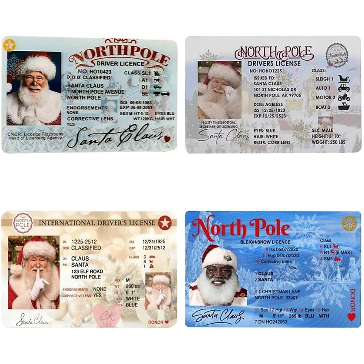 Santa Claus Lost Drivers License Christmas Decorations,Novelty Santa Sleigh Flying License ID Card,Flight License Christmas Eve Key Box Gift Xmas Tree Ornament Decorative Hanging Ornaments