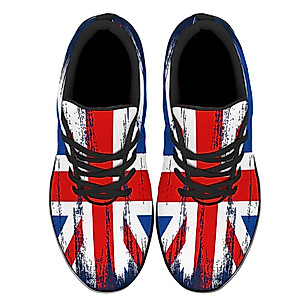 Vintage Union Jack Flag Shoes Mens Womens Running Shoes British UK Flag Athletic Casual Tennis Sneakers Black Size 5