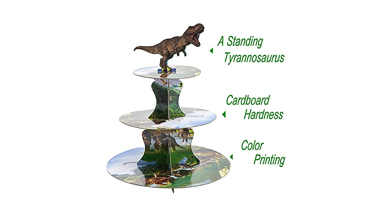 Dinosaur Cupcake Stand 3 Tier for Boys Dinosaur Birthday Party
