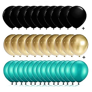 Teal Gold Balloons for Turquoise Gold Black Birthday Decorations for Women/Graduation Decorations 30pcs Teal Gold Balloons Bridal Shower Decorations/Turquoise Gold Black Wedding Decorations
