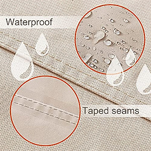 ELEXTYLE Waterproof Patio Table Covers for Rectangle Table and 4-6 Chairs 96''L x 70''W x 32''H Brown/Beige Outdoor Rectangular/Oval Windproof Patio Dinning Set Covers