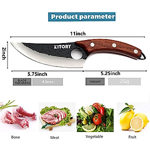 Kitory Super Heavy Duty Meat Cleaver 6" K5 + Viking Knife Butcher Boning Knife, Full Tang Multipurpose Man Sharp Kitchen Chef Knife HB02