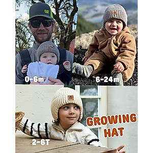 Baby Beanie Fleece Lined Toddler Winter Hat with Ear Flaps Little Girls Boys Warm Hats Cute Beanies for Kids Black