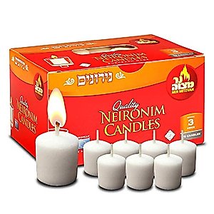3 Hour Neironim Candles - Shabbat Neronim and Votive Wax Candle - 72 Count - by Ner Mitzvah.
