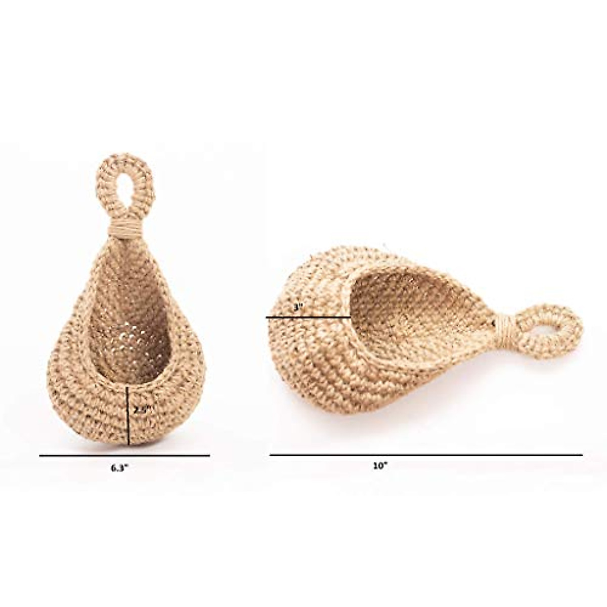 N?A Jute Hanging Basket Wall planters-Small Wall Planter, Teardrop Hanging Baskets for Plants Succulent Wall Decor, Hanging Herb Pot Holder 3 inch Outside Diameter for in/Outdoor Fence Planter