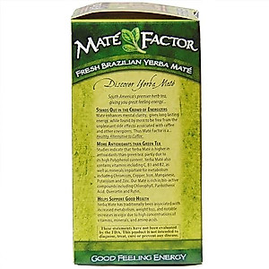 The Mate Factor Yerba Mate Energizing Herb Tea Bag, Organic Fresh Green, 24-Count Box 2.96 oz