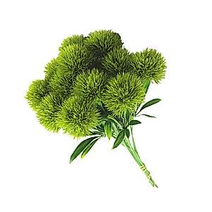 Yalulu 10 Pcs Dandelion Artificial Flowers Plants Bouquet Plastic Flower for Home Decor, Wedding, Garden Decoration (Green)