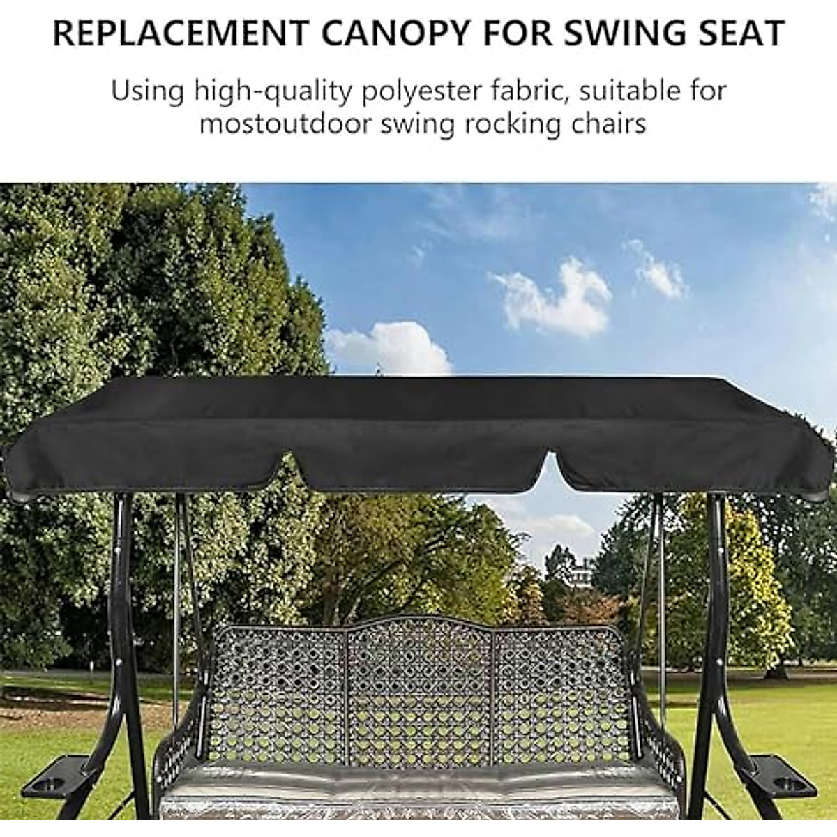 BTURYT Swing Chair Canopy Replacement, 2-3 Seater Swing Chair Canopy Cover, Anti-UV Waterproof Swing Chair Top Cover Roof for Outdoor Garden