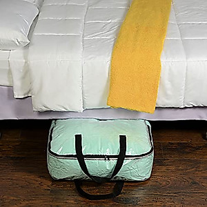 Comforter Storage Bag - 4 Set Storage Bags for Blankets and Quilts, Clear Plastic Underbed Organization, Bedroom, Closet Storage Essentials, Space Saver Must Haves for Clothes, Bedding 23.5x7.5x23.5