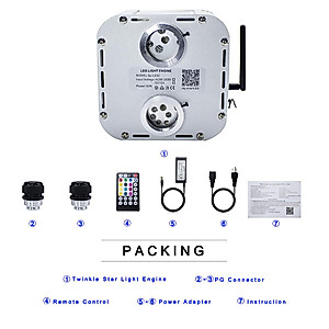 Engine Driver,AMKI Light Source for RGB Led Fiber Optic Star Ceiling Light Kit (32W-APP(Dual Heads Twinkle))