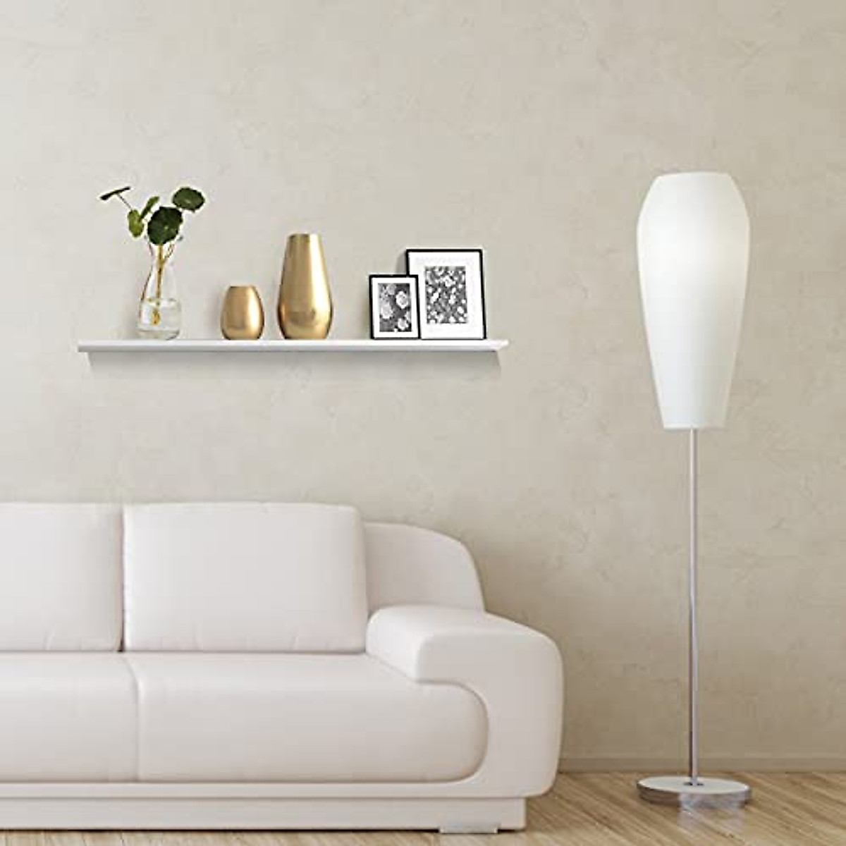 36 Inch Floating Shelves White Long Floating Shelves for Wall Rustic Durable, Natural Wood Oak Floating Shelf Mounted Bedroom Kitchen and Entryway, Easy Assembly, Classic Design, 1pcs