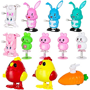 MGparty 12 Pack Easter Wind Up Toys Easter Party Favor Bunny Toys Easter Basket Stuffer Pinata Toys Goodie Bags Easter Gifts for Kids