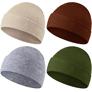 SATINIOR 4 Pieces Spring Baby Beanies Hats 0-36 Months for Unisex Spring Toddler Beanies Girl Boy Hat Warm Cap for Baby(Gray, Khaki, Army Green,Coffee)