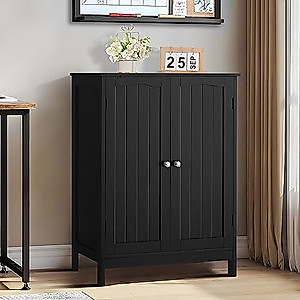 Iwell Bathroom Cabinet - Bathroom Storage with 2 Doors & 2 Shelves, 3 Heights Available, Floor Cabinet for Living Room, Bedroom, Kitchen, Home Office, Black.