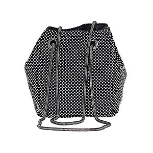 CORIOS Rhinestone Evening Bag for Women Crystal Bucket Purse Sparkly Clutch Glitter Handbag Bling Wedding Shoulder Bag Crossbody Bag Banquet Bag for Wedding Prom Cocktail Party Black