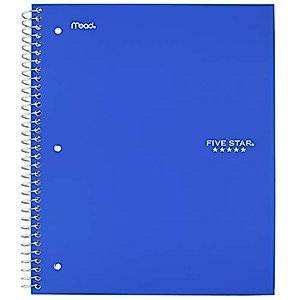 Five Star Wirebound Notebook, 1-Subject, 100-Count, Wide Rule, Royal Blue (72023)