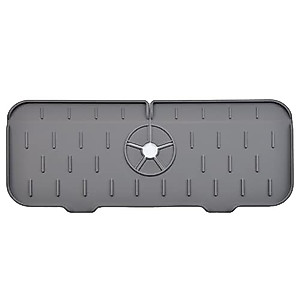 Kitchen Faucet Sink Splash Guard, Silicone Water Catcher Mat – Sink Draining Pad Behind Faucet, Grey Rubber Drying Mat for Kitchen & Bathroom Countertop Protect