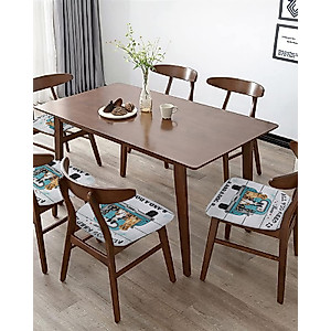 Blue Old Car with Kind of Puppies Seat Covers for Dining Chairs, Stretch Kitchen Chair Slipcovers, Retro Wooden Stripes Grain Dining Room Chair Covers Removable Office Chair Cover Protector Set of 6