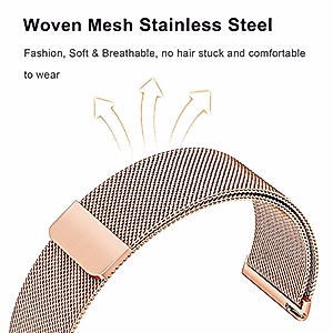 Compatible with Galaxy Watch 3 45mm/Samsung Galaxy Watch 46mm/Gear S3 Frontier/Classic Band, 22mm Stainless Steel Strap Replacement for Pro/Samsung Galaxy Watch 46mm Smartwatch (Rose gold)