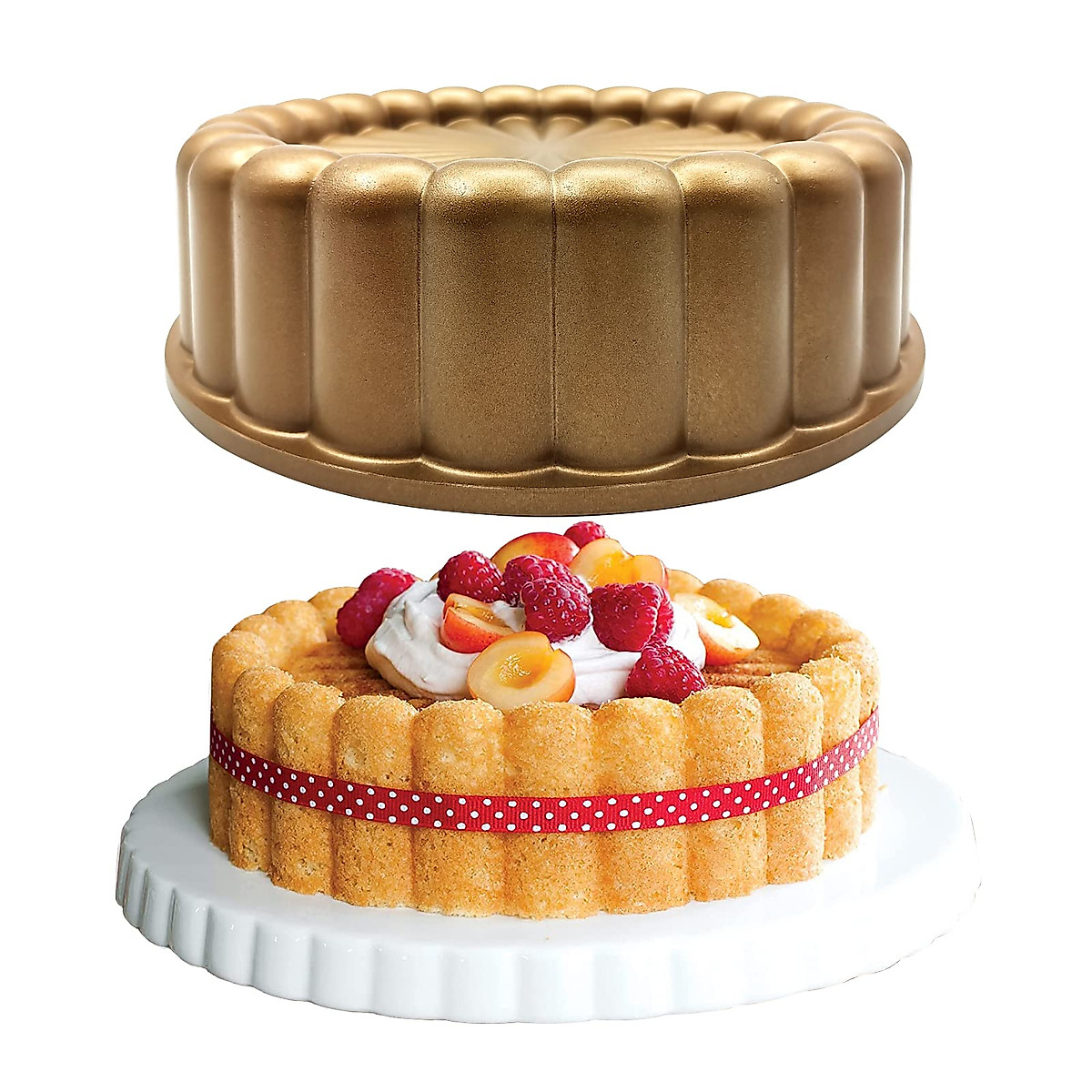 WBJKZJD Charlotte Cake Mold, 9 Inch Cake Pan Aluminium Kitchen Accessories Decoration Christmas Wedding Valentine’s 3D Charlotte Cake Pan (Flower Shape)