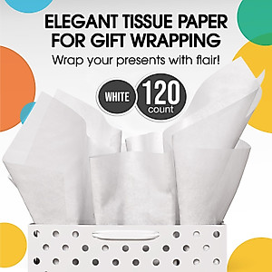 120 Sheets White Tissue Paper Bulk - 20" x 30" Packing Paper Sheets for Moving - 10lb Wrapping Paper - Newsprint Paper for Packing, Gift Wrapping, Moving Supplies & Protecting Items Crown Display