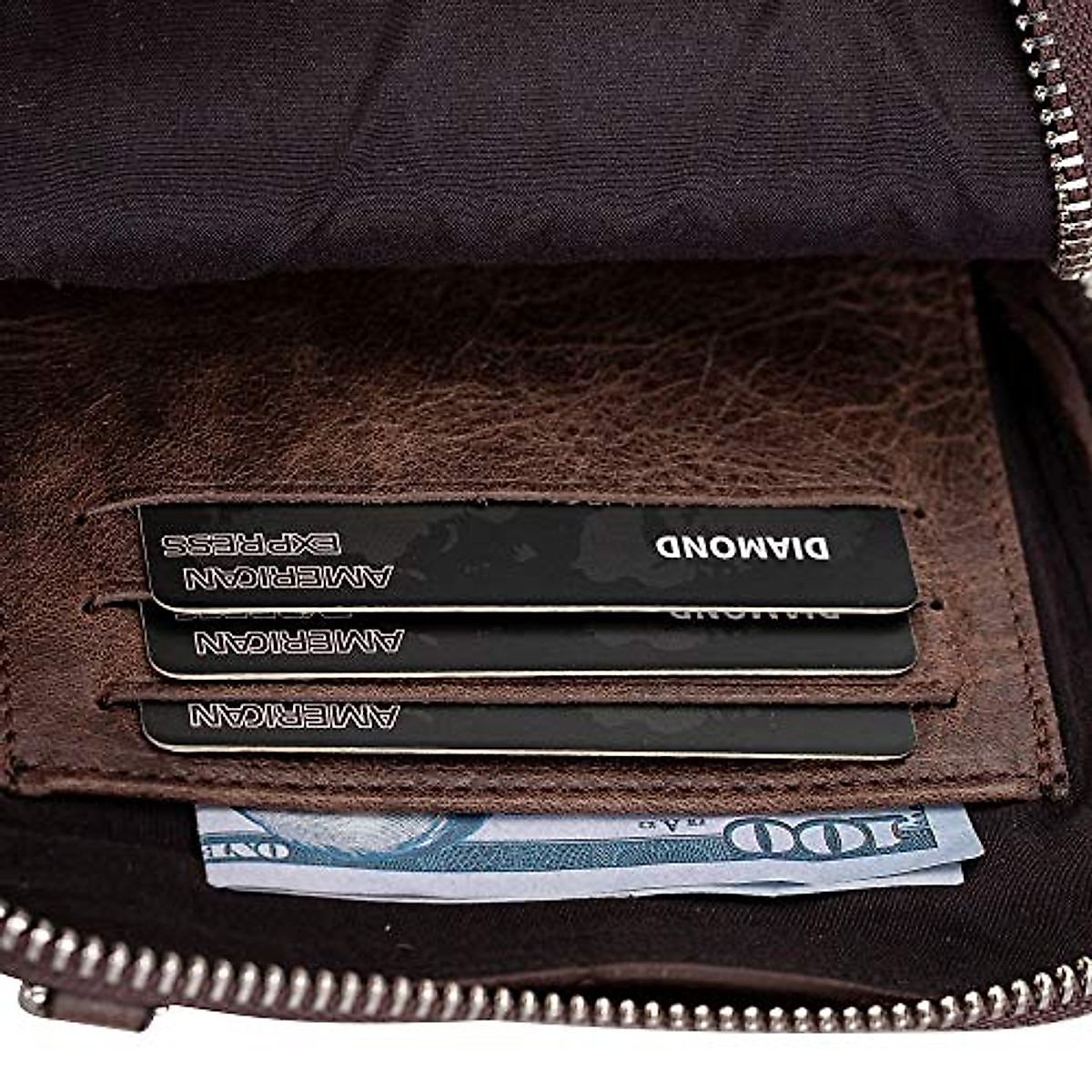 Venito Ferrara Premium Leather Unisex Crossbody Cell Phone Purse Crossover Sling Bag (Coffee Brown)