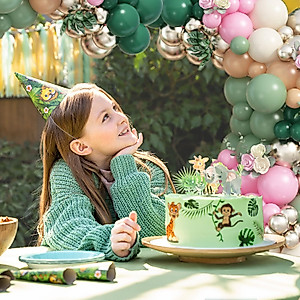 128Pcs Sage Green and Pink Balloon Arch Kit, Dusty Olive Green Blush Peach Beige Cream White Gold Latex Balloon Garland Kit for Girl Jungle Safari Baby Shower Woodland Birthday Party Decorations