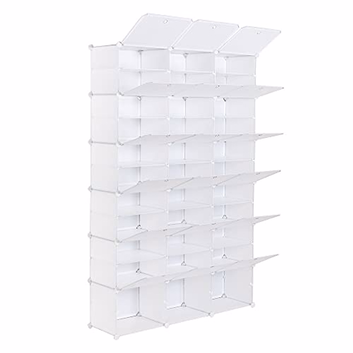DESIGNSCAPE3D 12-Tier Portable 72 Pair Shoe Rack Organizer 36 Grids Tower Shelf Storage Cabinet Stand Expandable for Heels, Boots, Slippers, White