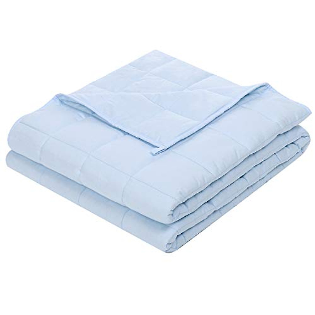 Keeptop Kids Weighted Blanket (7 lbs, 41"x60", Light Blue) - Cooling Heavy Blanket for a Child Between 60-80 lbs - 100% Natural Cotton Material with Premium Glass Beads, Double Stitched Edge