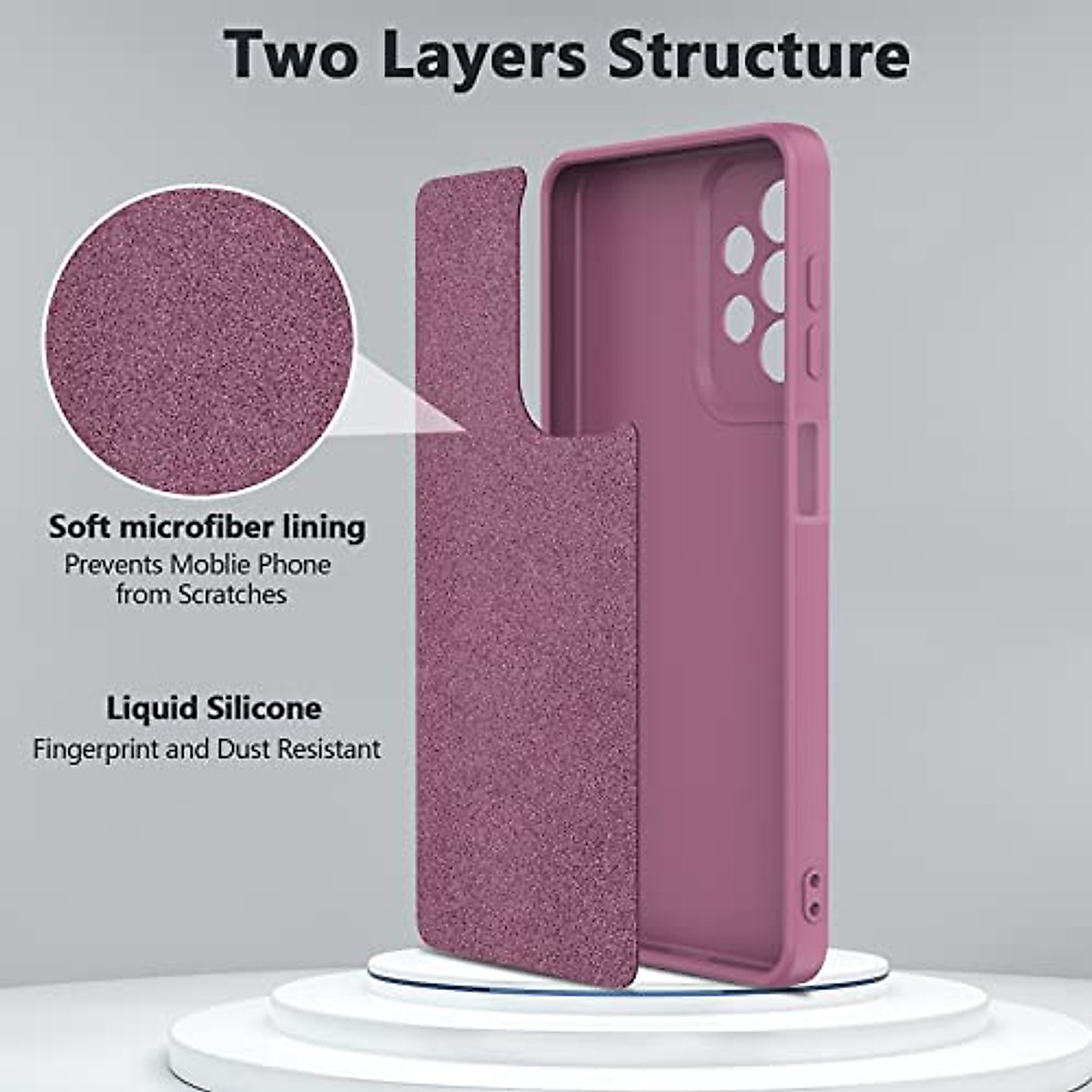YisrLery Compatible with Samsung Galaxy A13 4G Case with Ring Kickstand and 2 Tempered Glass Screen Protector, Liquid Silicone Samsung A13 Case Microfiber Linner Anti-Scratch Shockproof Case Purple