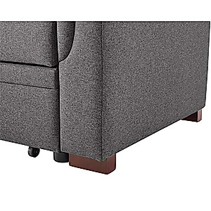 BOWERY HILL Steel Gray Linen Reversible/Sectional Sleeper Sofa with Storage for Small Space