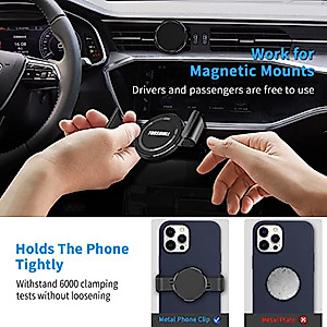 Yorsoirll Metal Phone Clamp Grip for Magnet Car Mount, [Easy Clip & Remove] Metal Phone Clip All Magnet Car Holder Cell Phone Magnetic Plate Compatible with iPhone 13 14Pro Max,Smartphones (Black)
