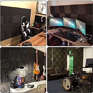 Acoustic Foam Panels 24 Pack 2”x12”x12” Sound Proof Padding Soundproofing Studio Foam Wedges (24 Square Feet)