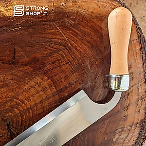 StrongShop 10-in Bark Peeler Straight Drawknife for Woodworking, Carpentry, Log Shaving, Building Furniture and More. Sharp Long Lasting Blade, Ergonomic Comfort Wood Handles., Stainless Steel