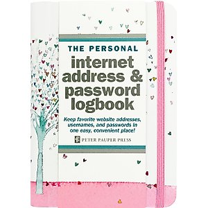 Tree of Hearts Internet Address & Password Logbook (removable cover band for security)