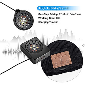 ColoFocus Bluetooth Beanie Hat for Men, Music Hat Men Hat Christmas Beanie Hat, Unique Winter Sports Gifts for Dad Men Husband Boys Black
