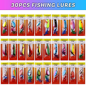 Fishing Lures Kit Rooster Bait Tail Lures Spinner Baits Trout Lures Spoon Lures Hard Metal Bait Crankbaits Spinner Lures Fishing Lures for Pike Bass Trout Salmon Crappie Walleye Fishing