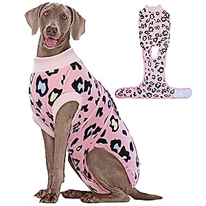 Kuoser Dog Recovery Suit, Soft Dog Surgery Recovery Suit for Female Male Dogs, Anti Licking Dog Onesie After Sapy Neuter, Pet Body Suits Doggie Surgical Shirt E-Collar & Cone Alternative, Pink 2XL