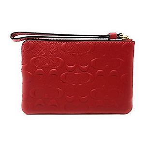 COACH Women's Corner Zip Wristlet (Embossed Leather - 1941 Red)