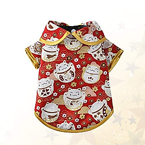1PC Pat New Year Clothes Chinese Style Pet Costumes Autumn Winter Pet Clothes Stylish Pet Warm Clothes Festival Pet Coat for Cat Dog Wearing Clothes Style Size XL- 16Pet House Supplies