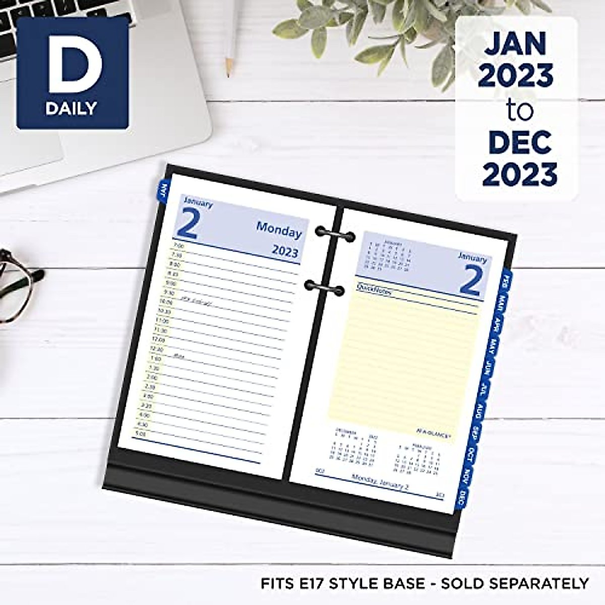 AT-A-GLANCE 2023 Daily Desk Calendar Refill, 3-1/2" x 6", Loose Leaf, QuickNotes (E51750)
