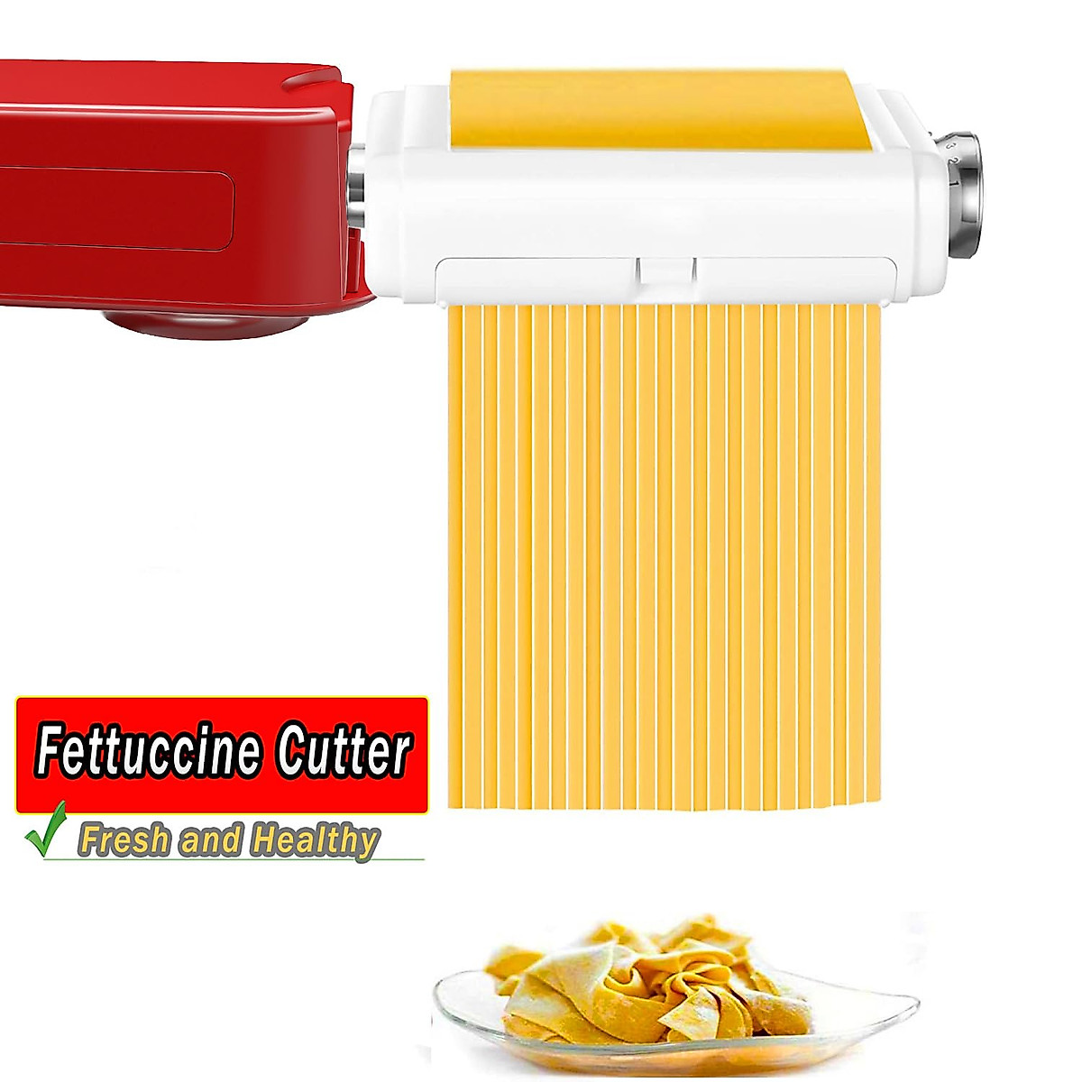Pasta Maker Attachment for Kitchenaid/Cuisinart Stand Mixers, FDA Certified Noodle Maker- Pasta Roller Fettuccine Spaghetti Cutter 3 in 1, Pasta Roller and Cutter Set with Cleaning Brush